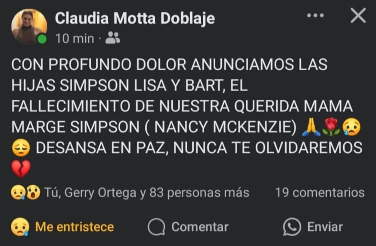 ‘No te voy a mentir... Adiós, Marge’: Muere Nancy Mckenzie, actriz de ...